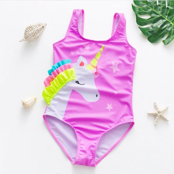Swim | Unicorn Girls Purple Ruffle Swimsuit | Poshmark